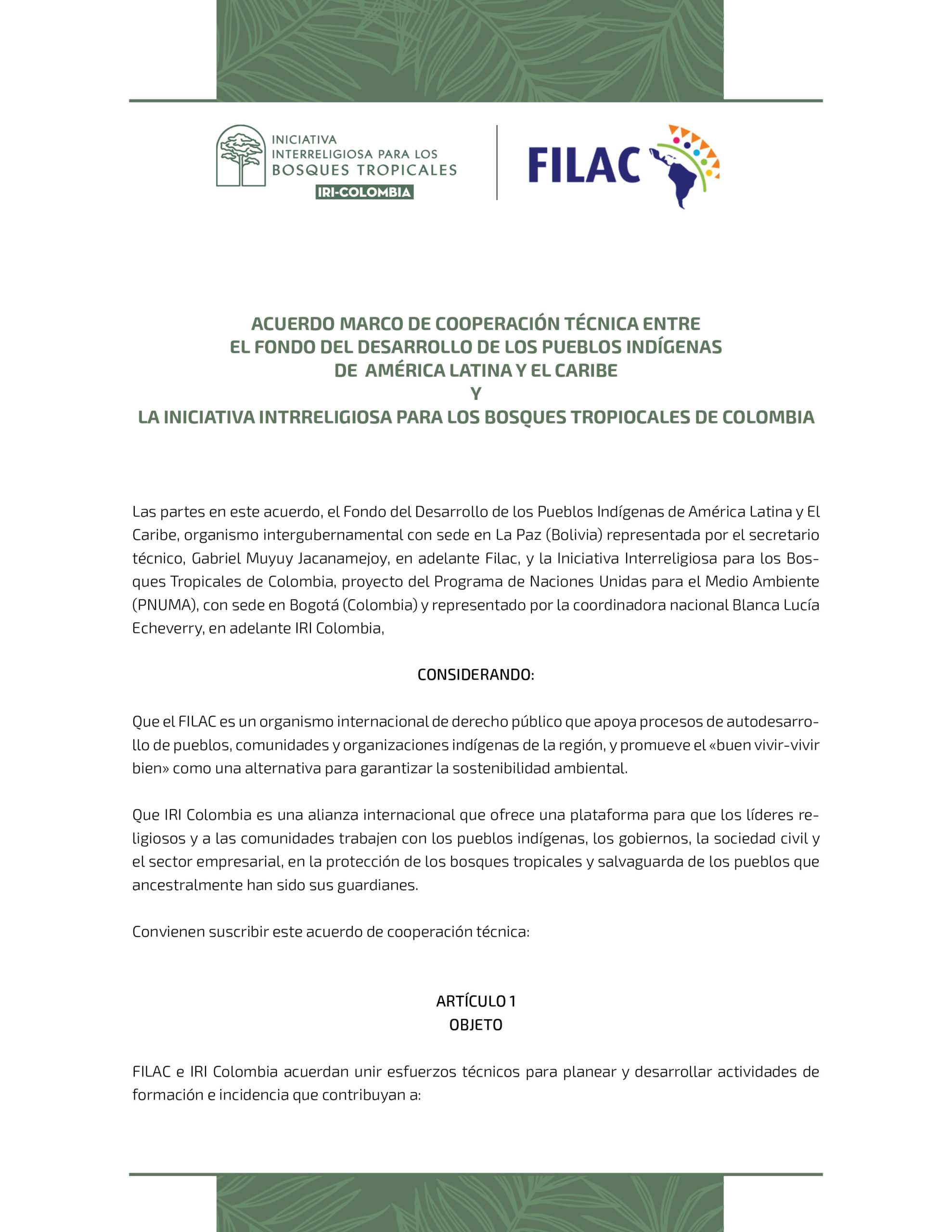 IRI Colombia and FILAC work towards a partnership – Interfaith ...